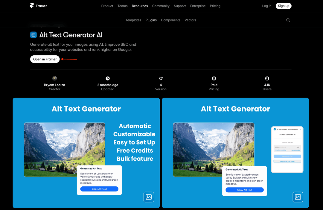 Alt Text Generator - Framer Plugin